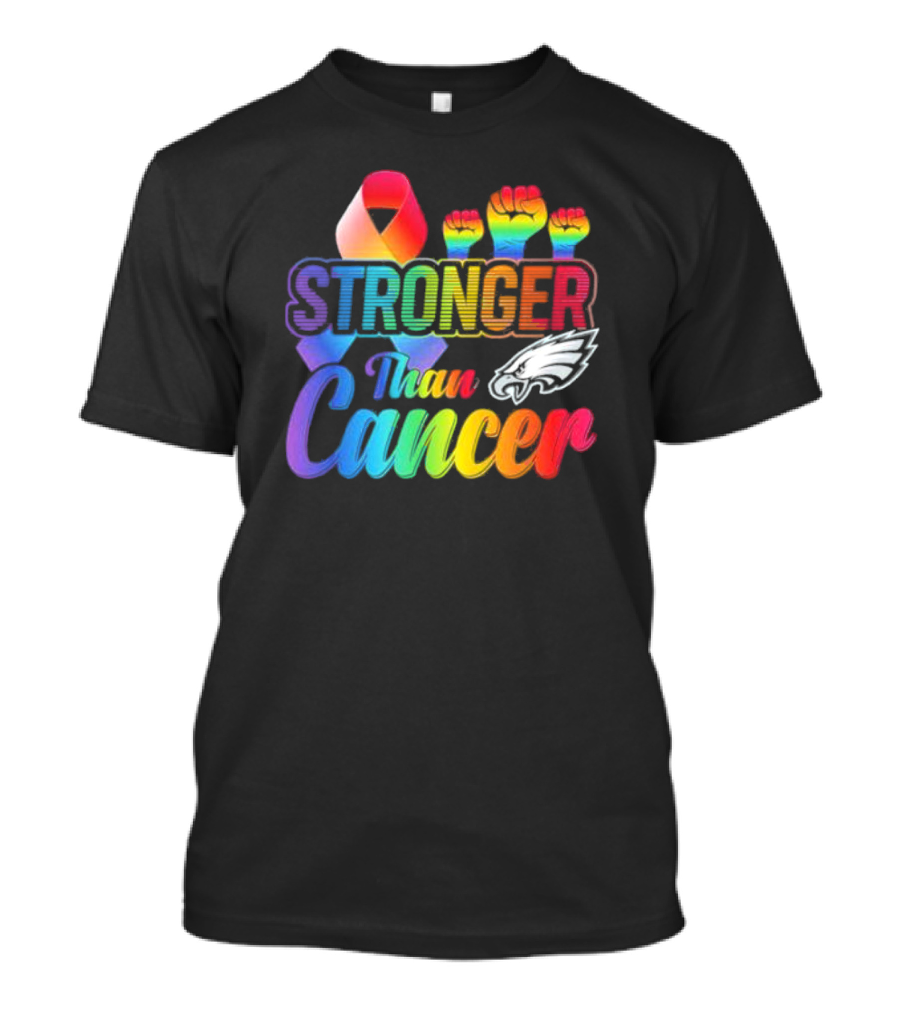 Philadelphia Eagles Stronger Than Cancer NFL Pride Ribbon And Fist T-Shirt