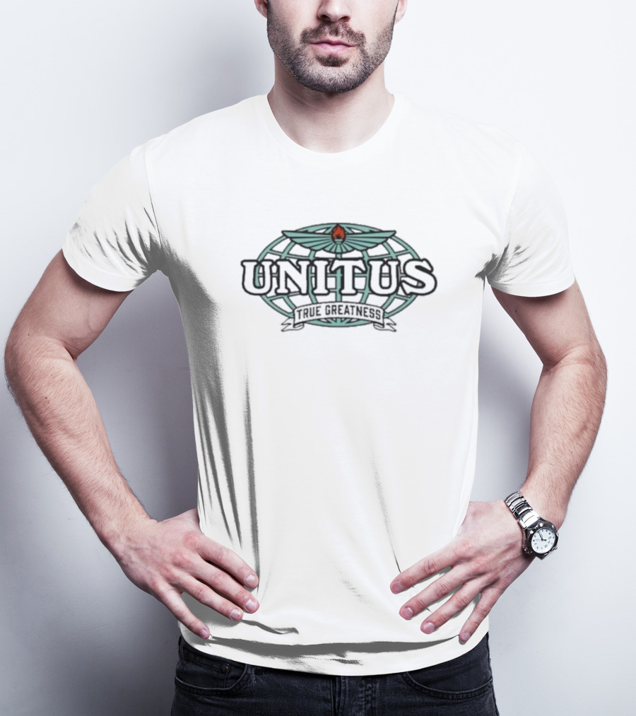 Unitus True Greatness Winged Emblem Globe Background T-Shirt