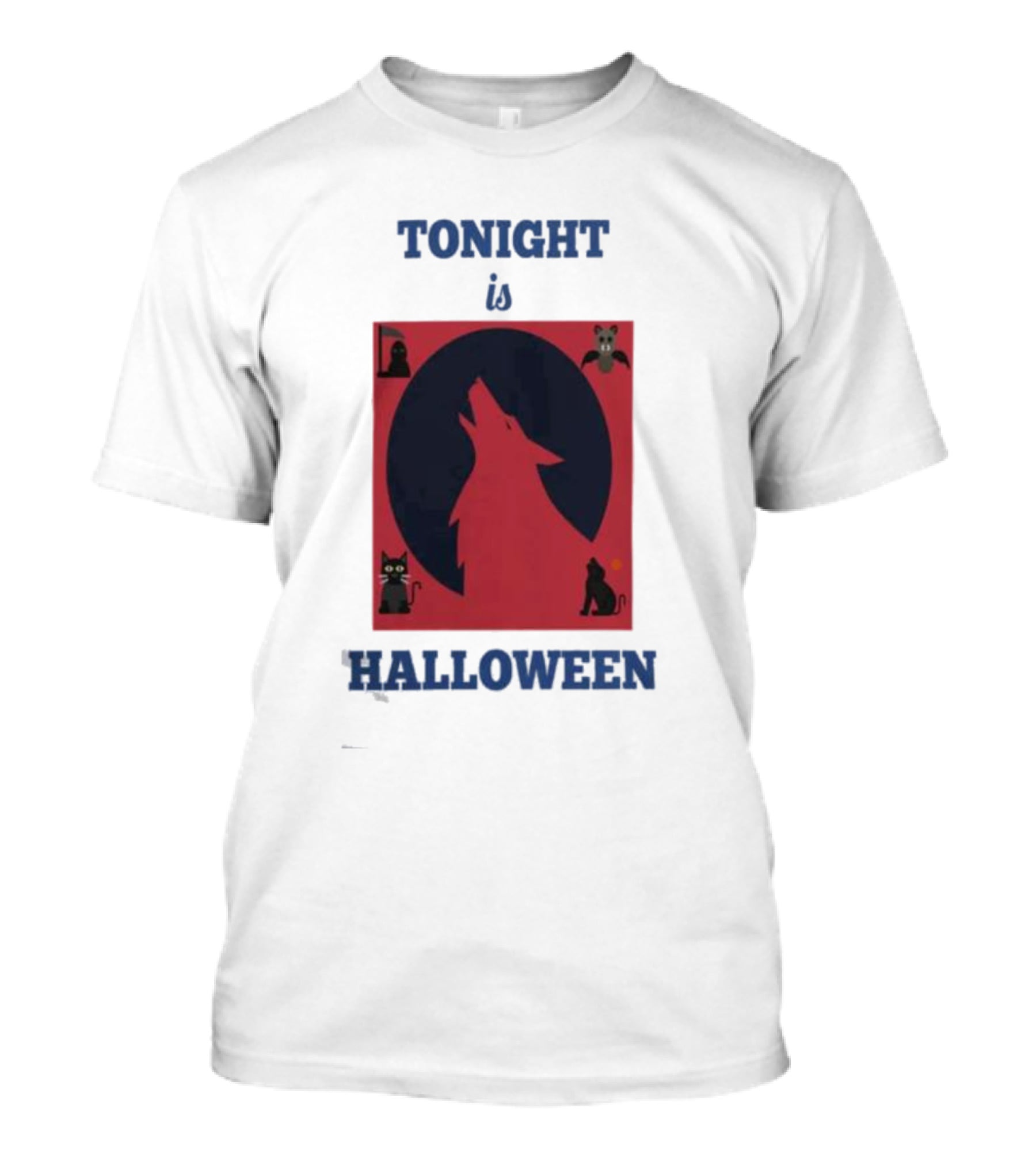 Tonight Is Halloween Dark Wolf Cats Bats Moon T-Shirt