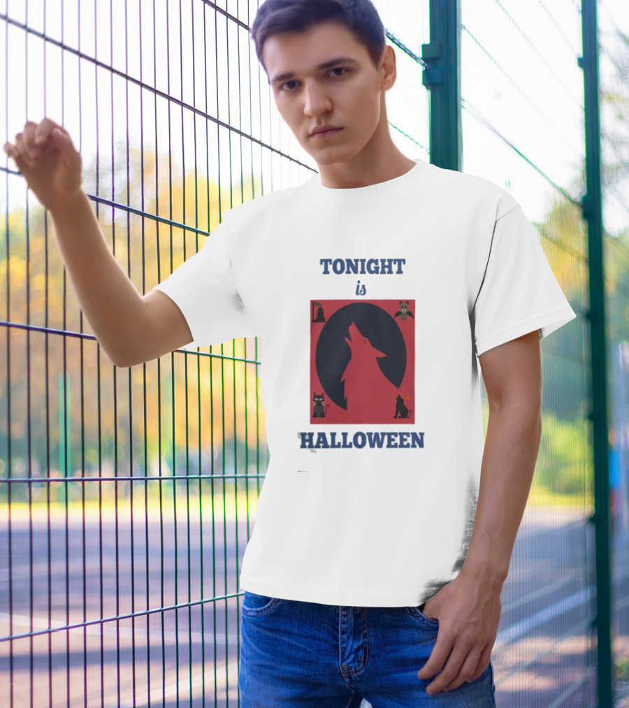Tonight Is Halloween Dark Wolf Cats Bats Moon T-Shirt