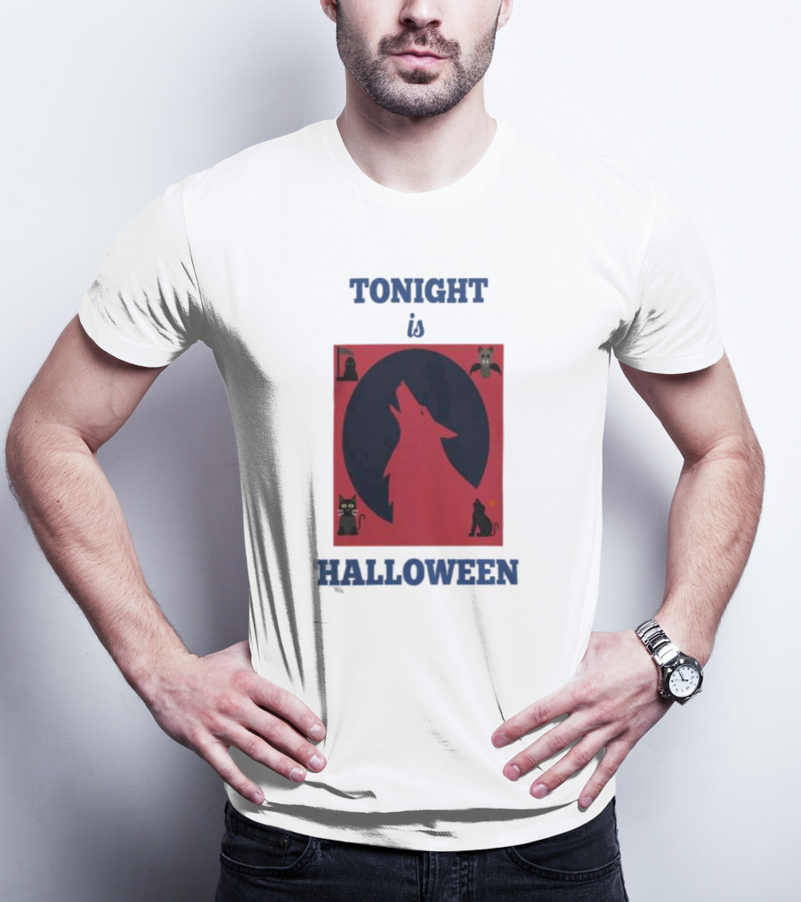 Tonight Is Halloween Dark Wolf Cats Bats Moon T-Shirt