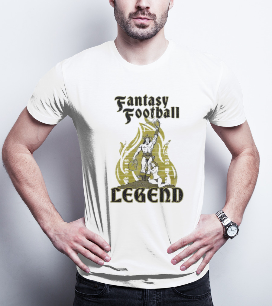 Fantasy Football Legend Viking Flame Background T-Shirt
