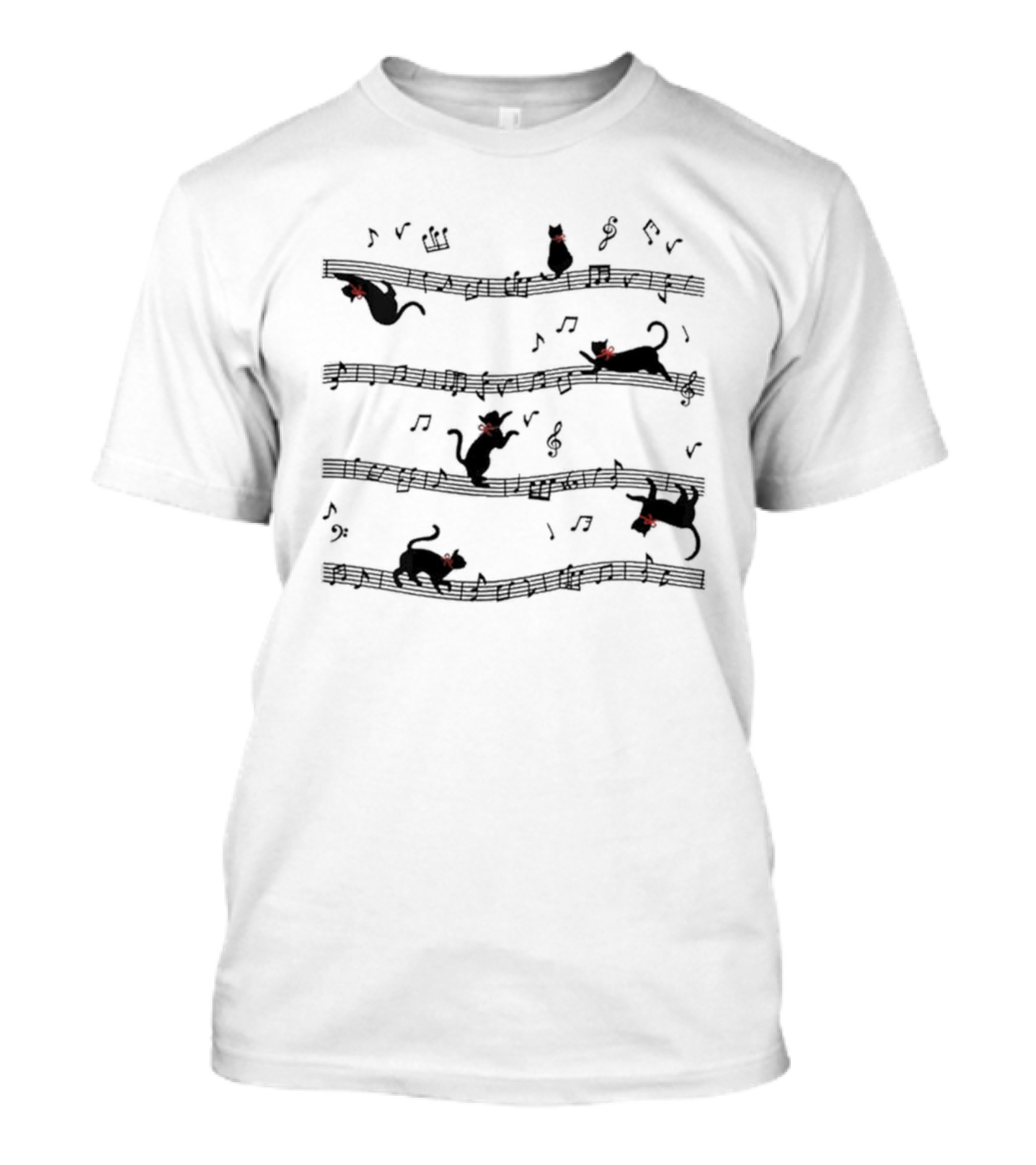 Cats Playing On Music Notes Best Gifts For Cat Lovers Mothers Day Womens T-Shirt