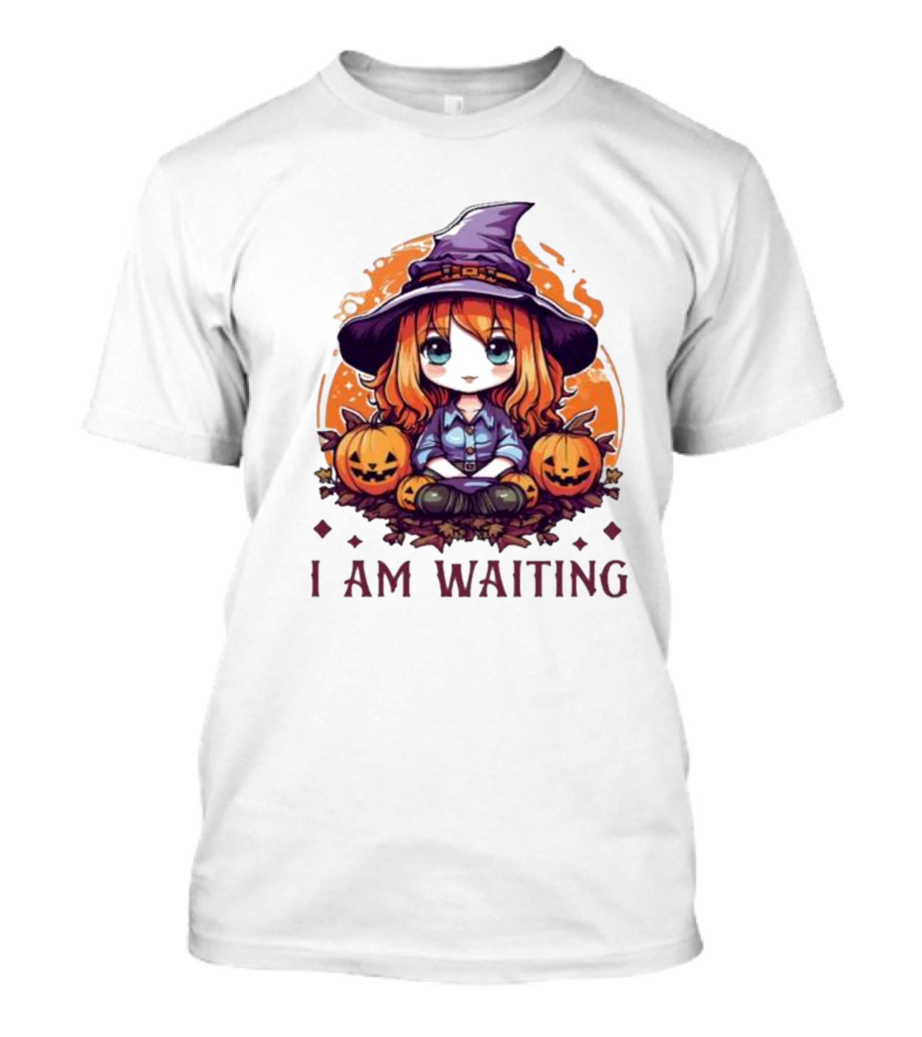 Chibi Witch I Am Waiting Pumpkins T-Shirt