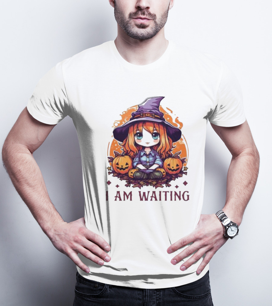 Chibi Witch I Am Waiting Pumpkins T-Shirt