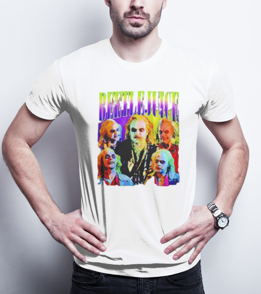 Beetlejuice Multicolor Faces Fantasy Horror Movie T-Shirt