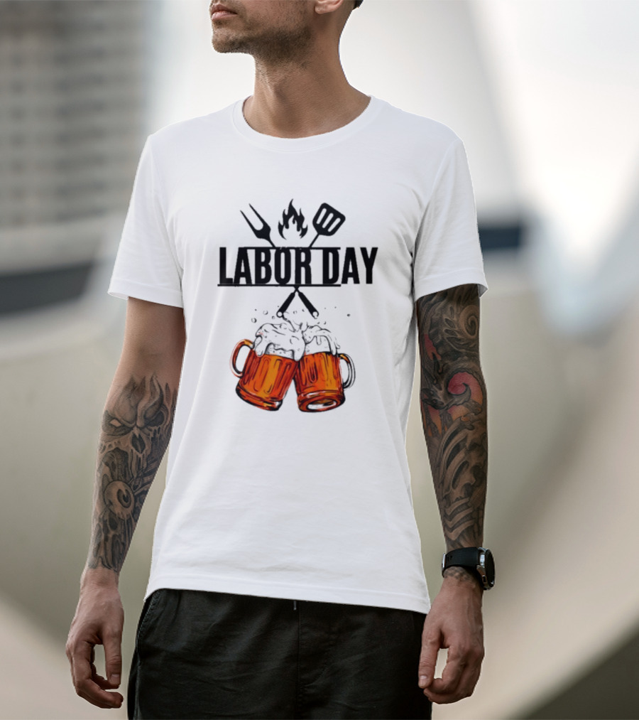 Labor Day BBQ Fire Beer Cheers T-Shirt
