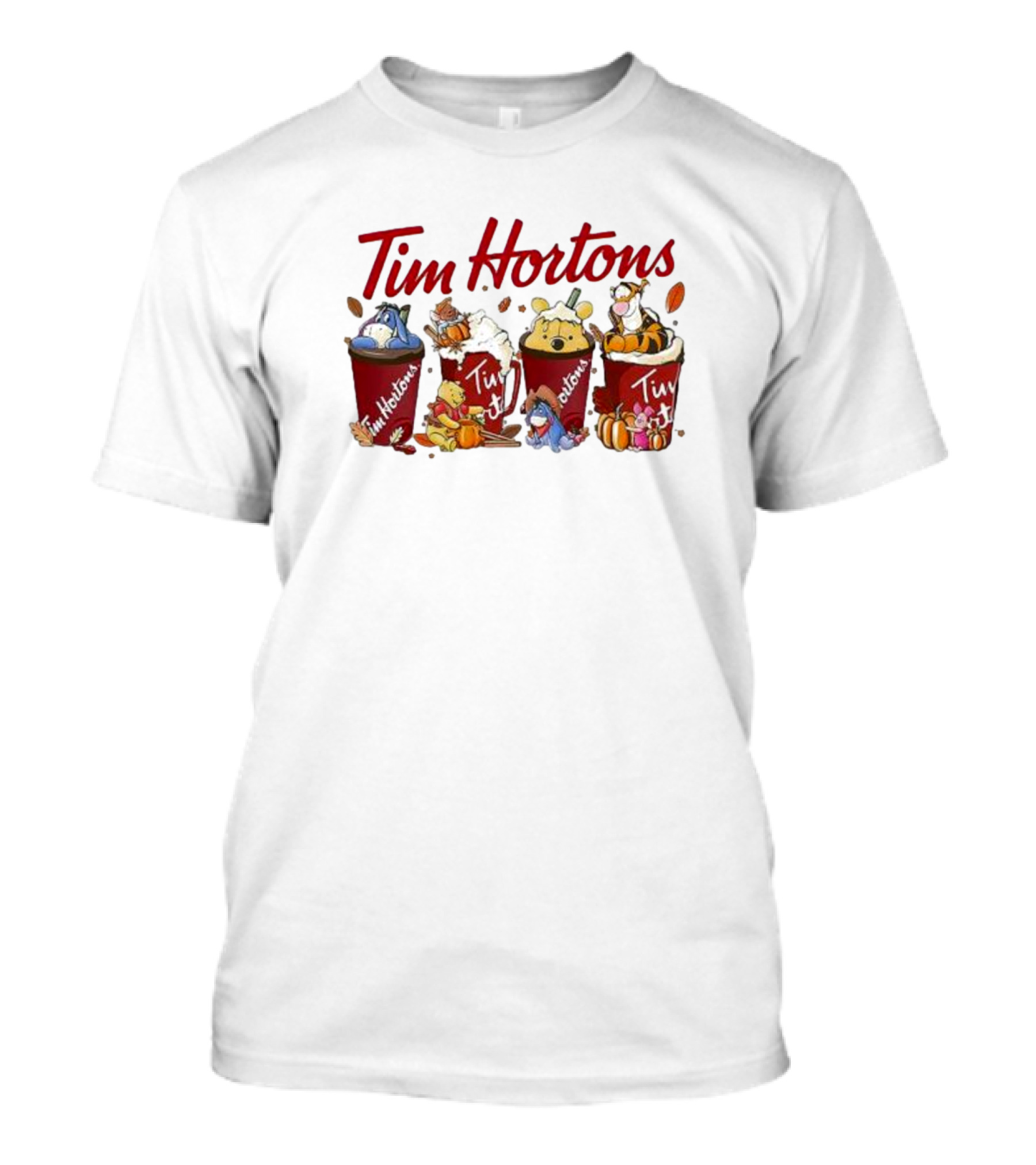 Winnie-The-Pooh Tim Hortons Coffee With Eeyore Piglet And Tigger T-Shirt
