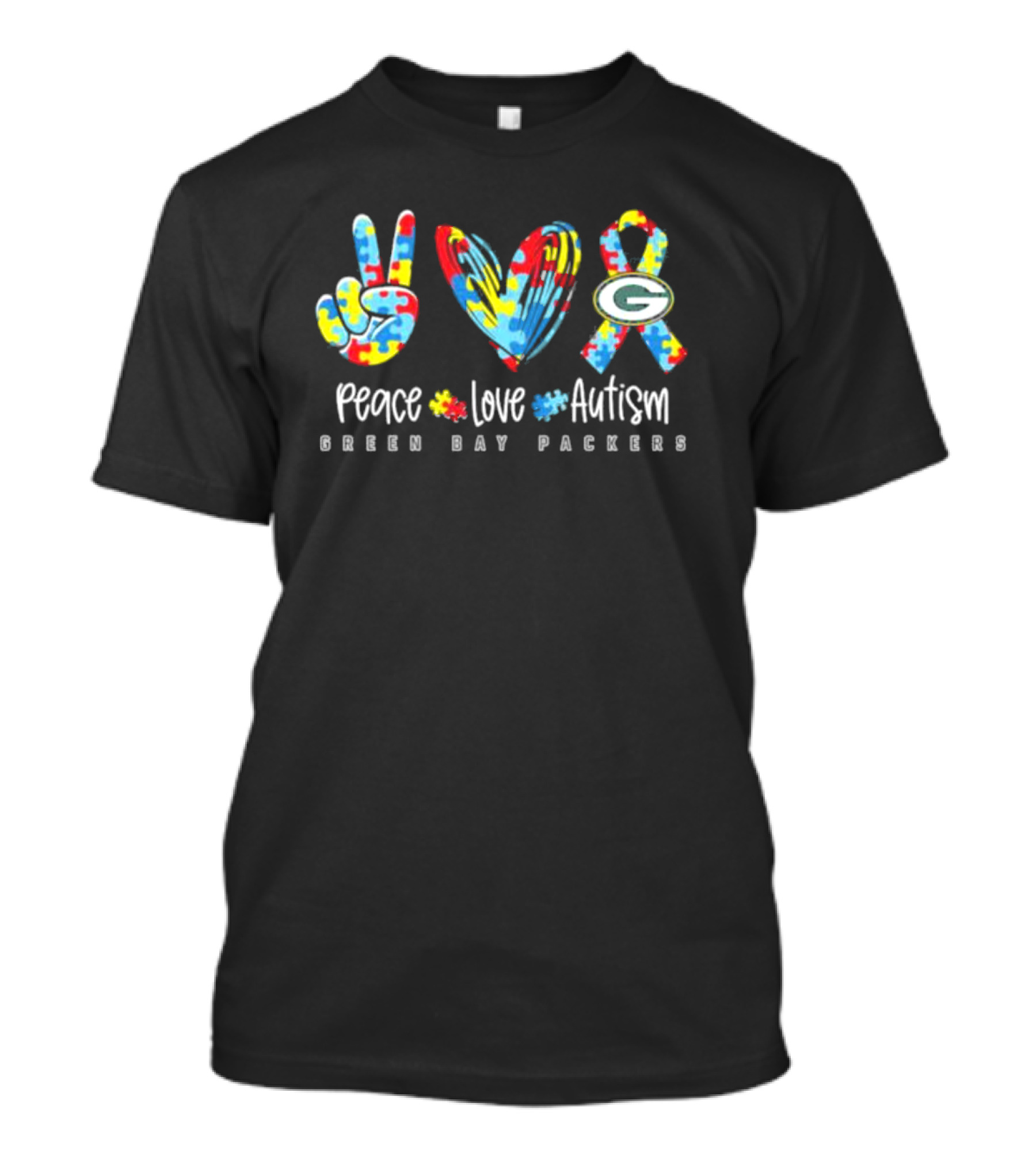 Peace Love Autism Green Bay Packers T-Shirt
