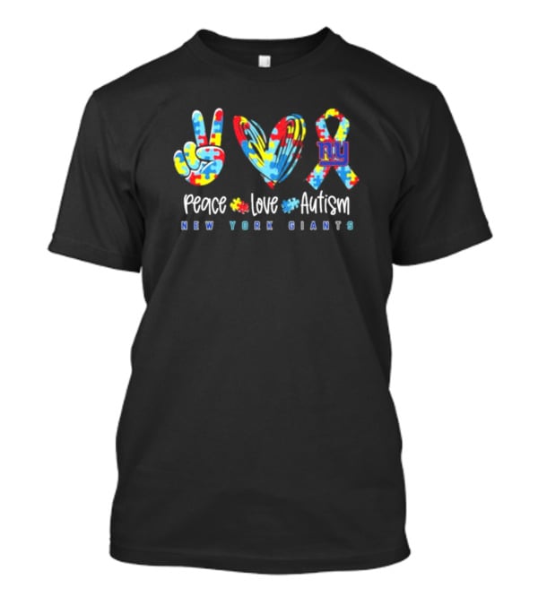 Peace Love Autism New York Giants NFL Puzzle T-Shirt