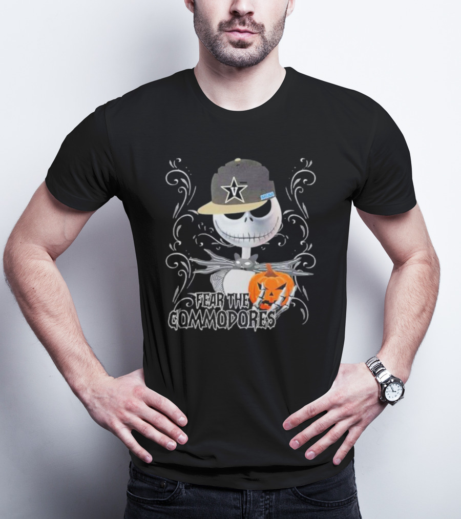 Fear The Commodores Jack Skellington Vanderbilt Pumpkin Halloween T-Shirt