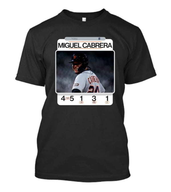 Miguel Cabrera 49th Career 4-Hit Game Detroit Tigers 24 Baseball Statistics T-Shirt