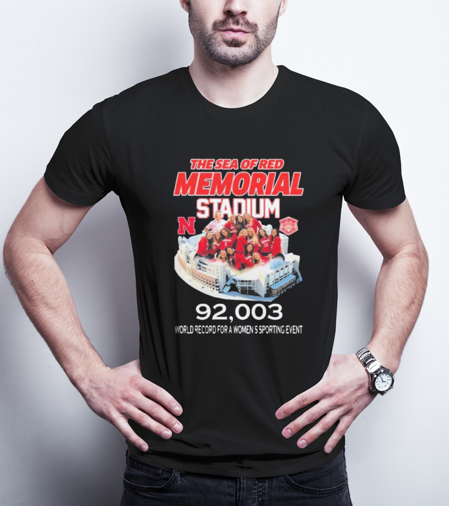 The Sea Of Red Memorial Stadium Nebraska Volleyball 92,003 World Record For A Women's Sporting Event T-Shirt