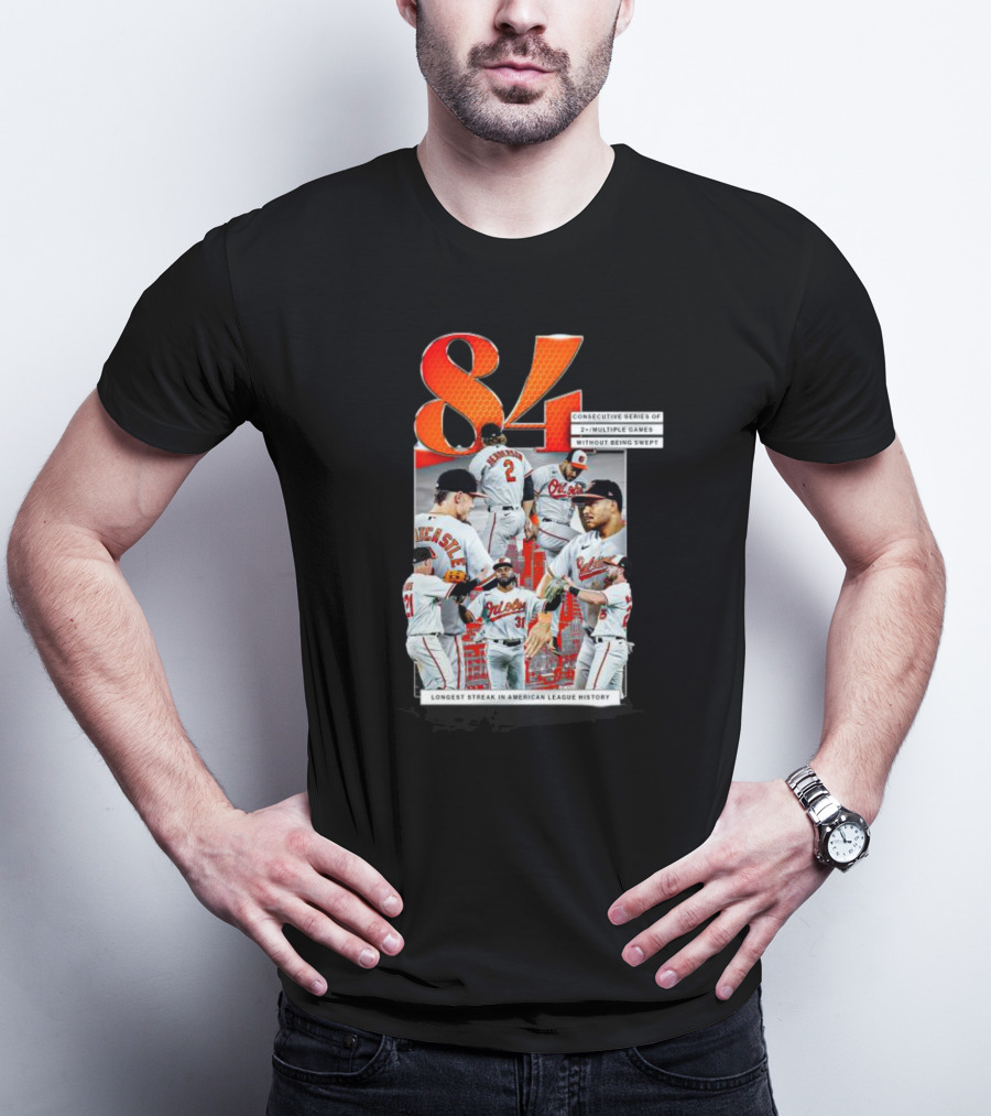Orioles 84 Consecutive Series Without Being Swept Longest Streak In American League History T-Shirt