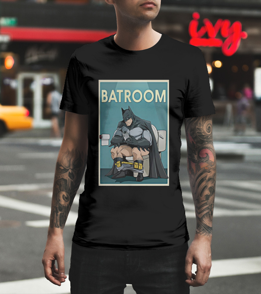 Batman Toilet Batroom Comic Panel T-Shirt