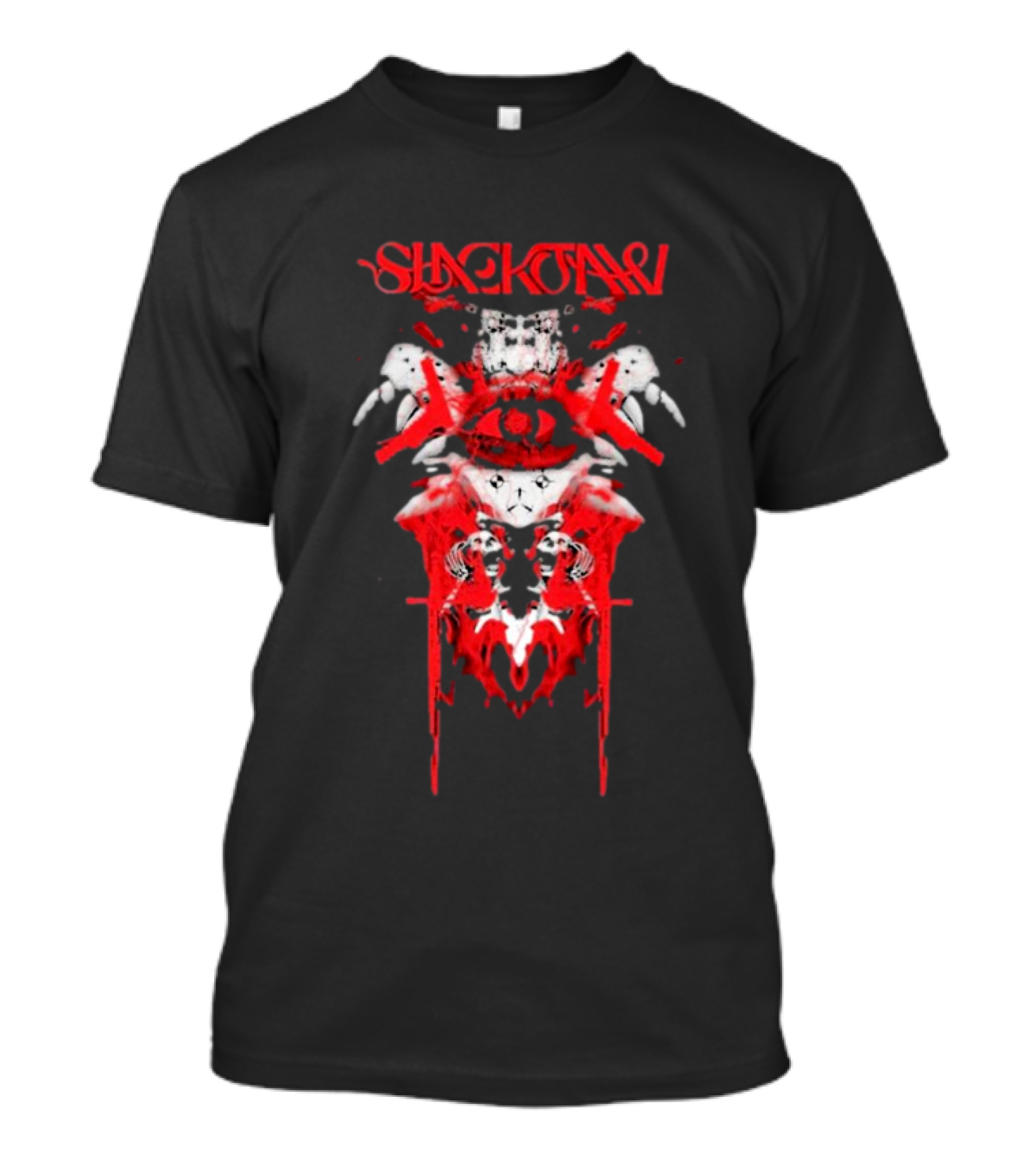 Slackjaw Band Hazard Skull And Red Splatter Symmetry T-Shirt