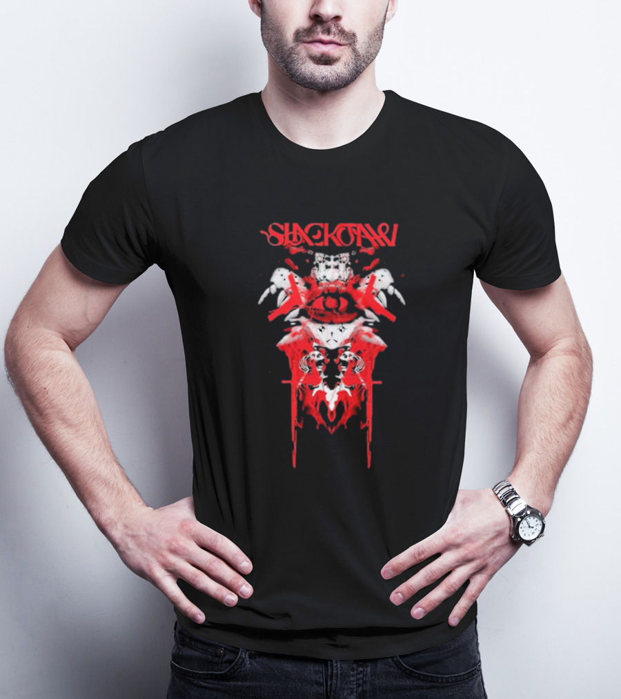 Slackjaw Band Hazard Skull And Red Splatter Symmetry T-Shirt