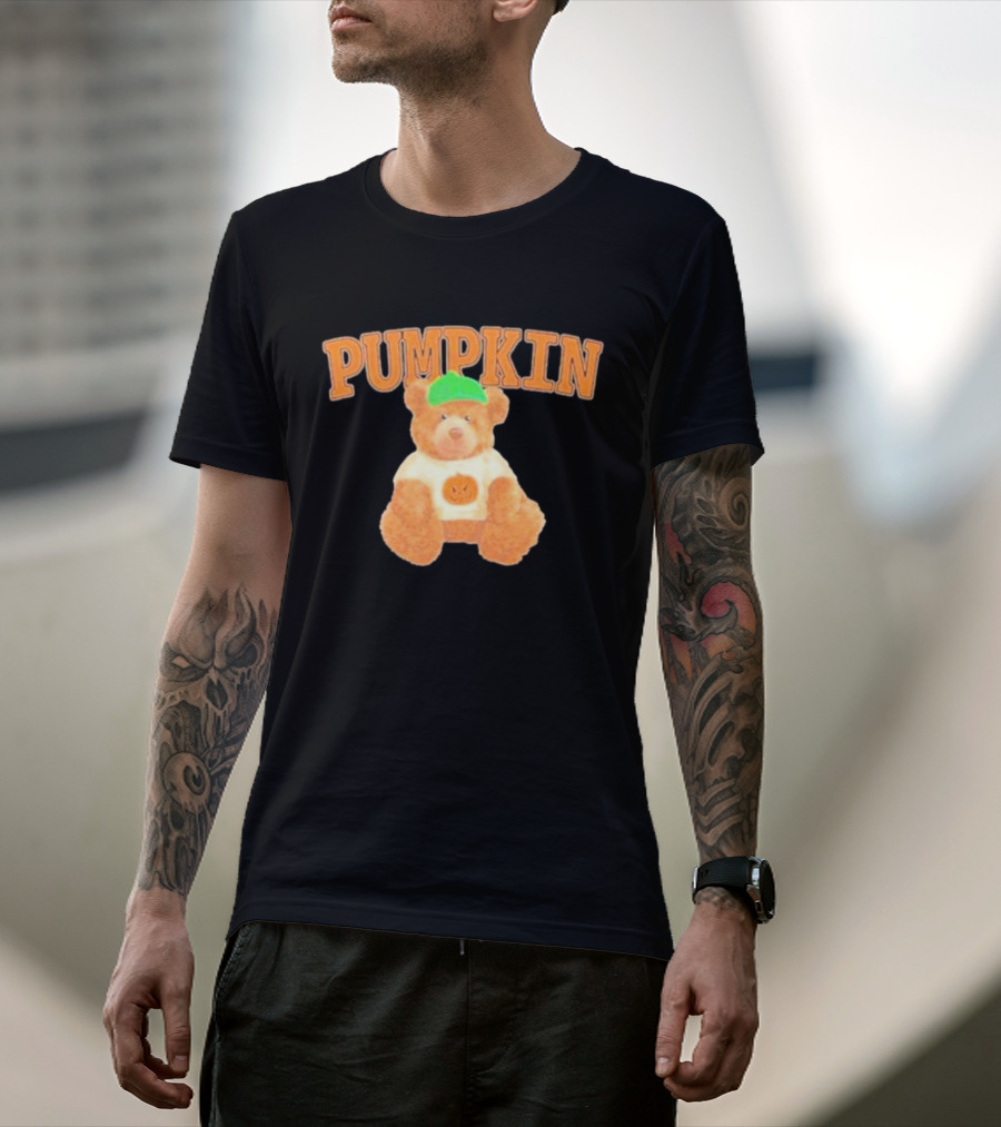 Pumpkin Cozy Bear With Green Hat And Pumpkin T-Shirt