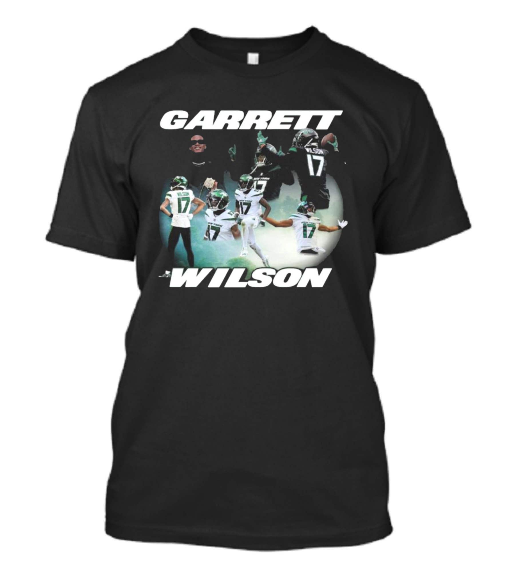 Garrett Wilson New York Jets Dynamic Football Action Montage T-Shirt