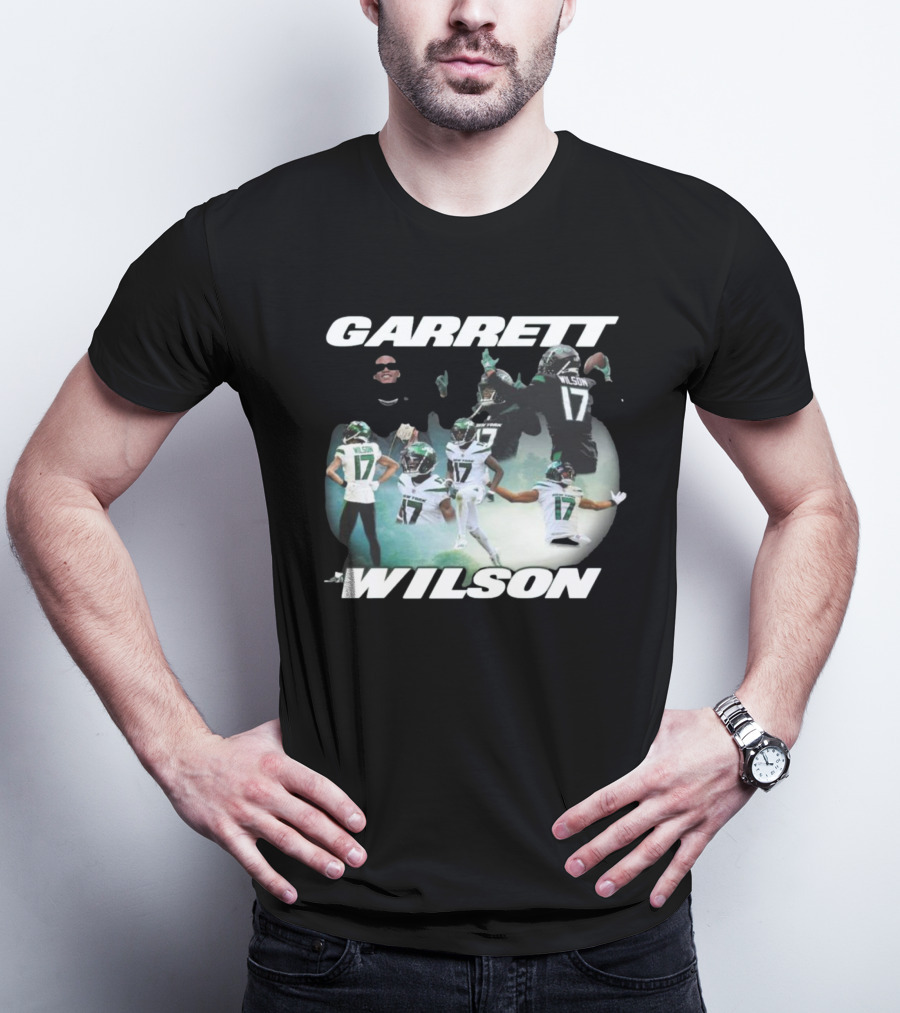 Garrett Wilson New York Jets Dynamic Football Action Montage T-Shirt