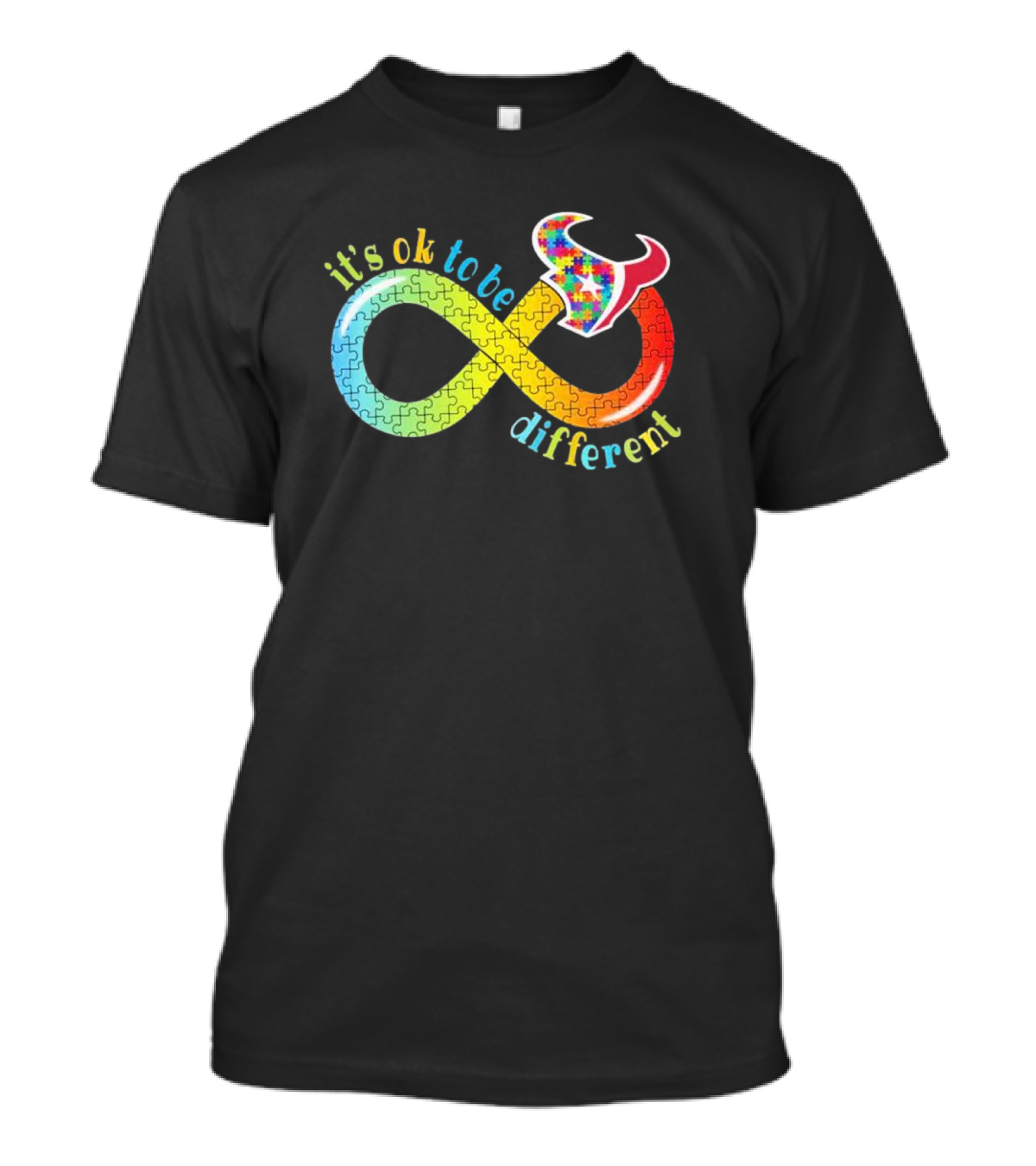Houston Texans It's Ok To Be Different Autism Awareness Puzzle Infinity T-Shirt