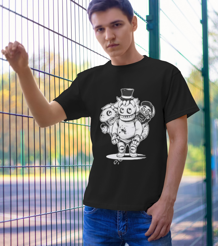 Sharkrobot Five Nights At Oney’s Three-Headed Animatronic Top Hat T-Shirt