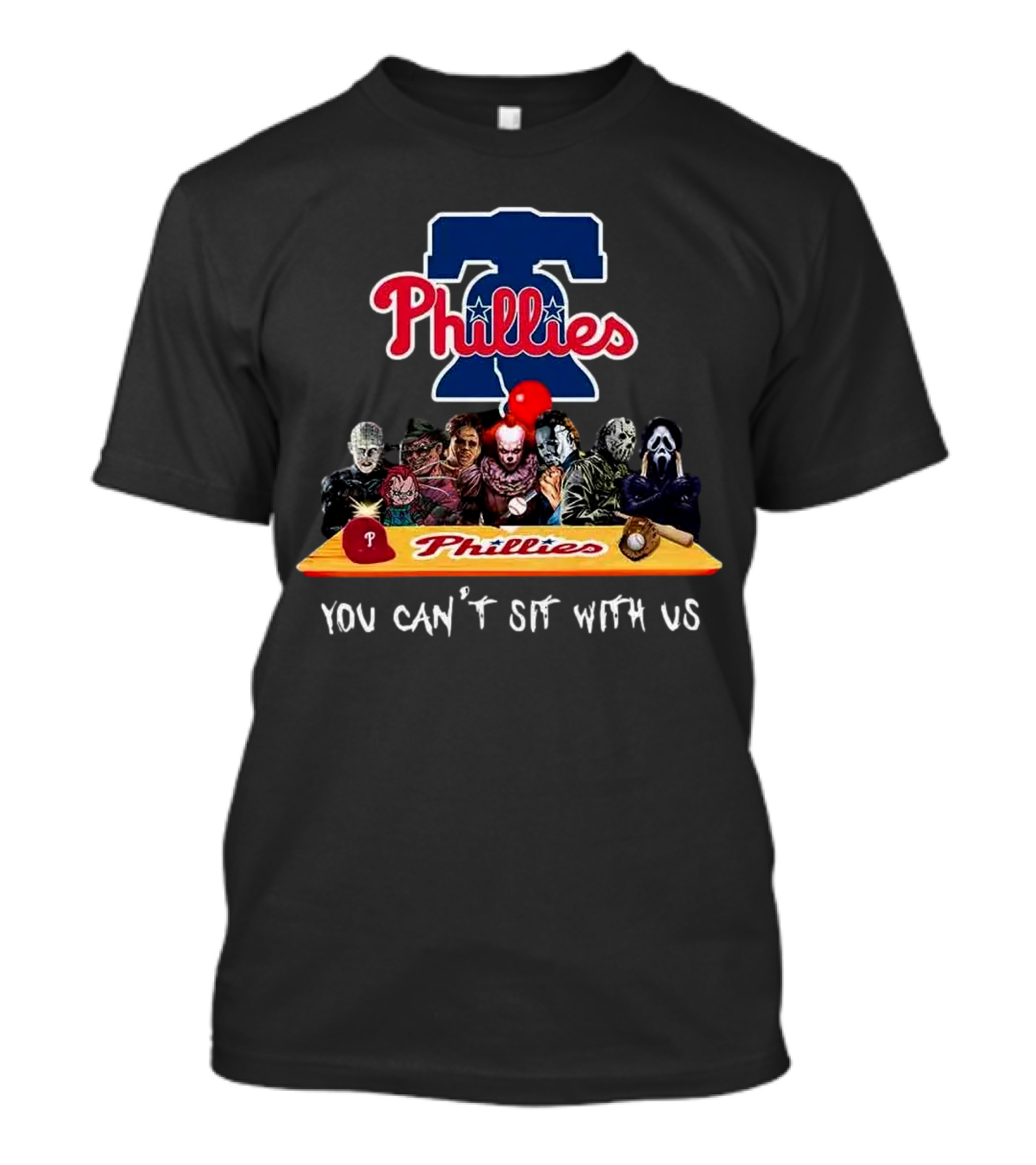 Philadelphia Phillies Horror Characters You Can't Sit With Us T-Shirt