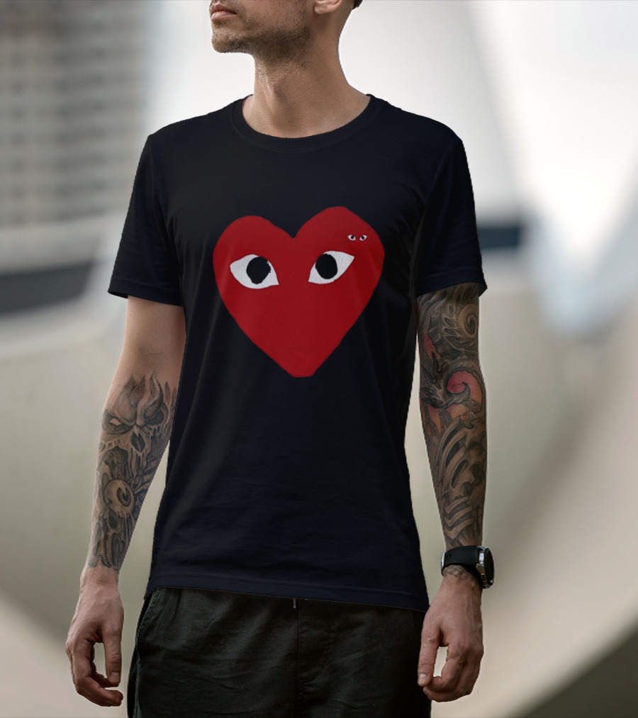 Cdg Comme Des Garcons Play Red Heart Emblem With Eyes T-Shirt