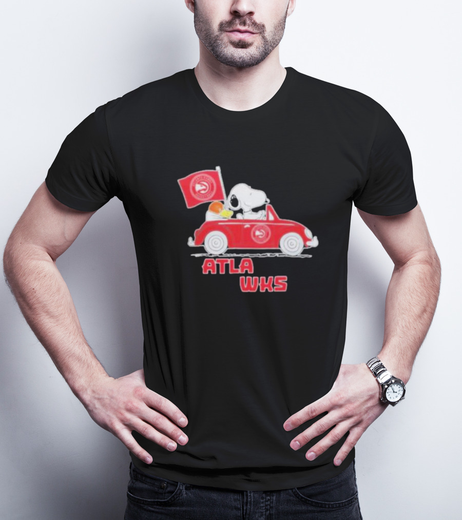 ATLA WKS Snoopy Dog Driving Red Car With Basketball Flag T-Shirt