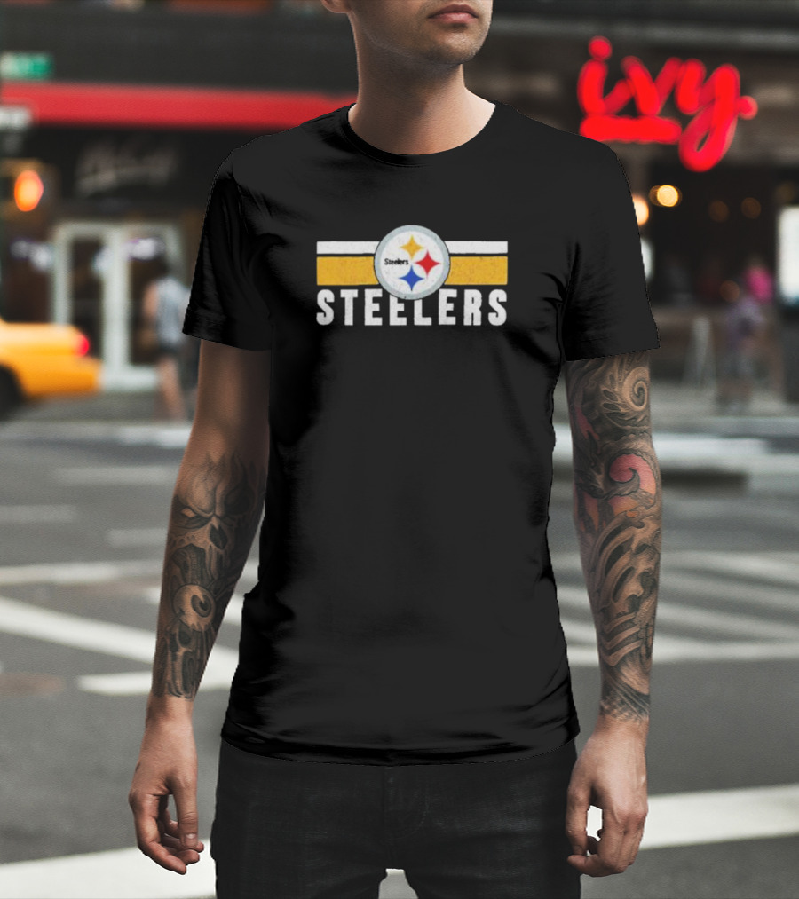 Pittsburgh Steelers Logo Stripes NFL Team Steelers T-Shirt
