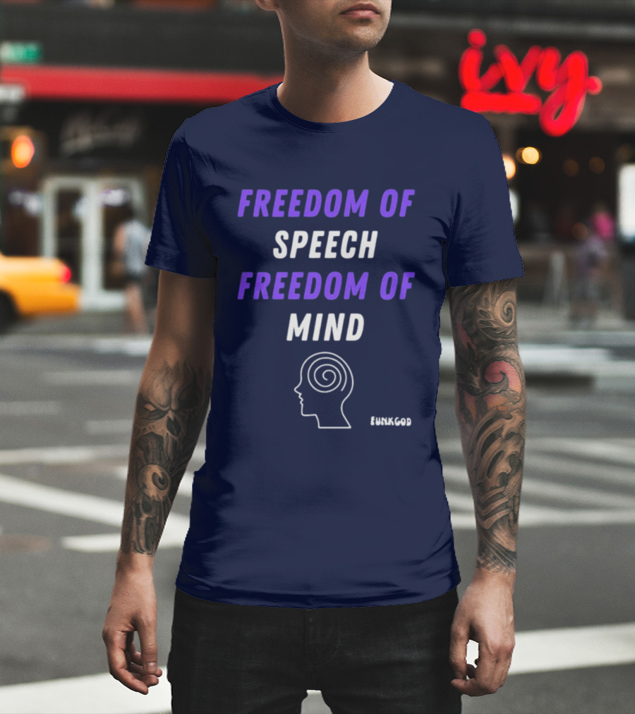 FUNKGOD Freedom Of Speech Freedom Of Mind Head Outline Spiral T-Shirt