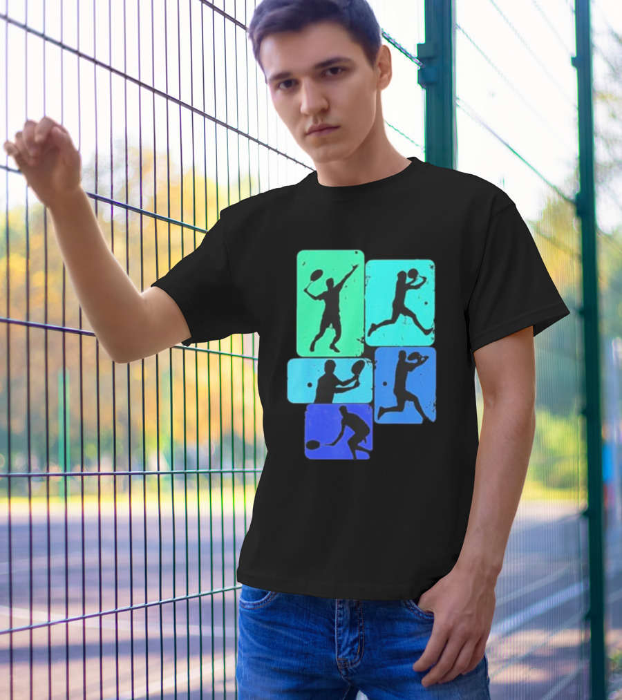 Tennis Player Youth Men Silhouettes In Motion T-Shirt
