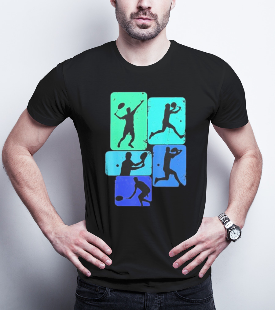 Tennis Player Youth Men Silhouettes In Motion T-Shirt