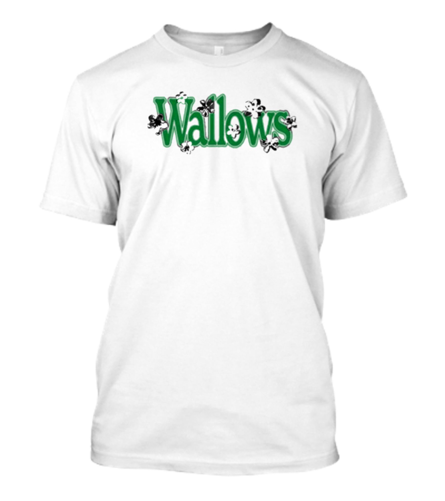 Wallows Green Text With Black Flowers T-Shirt