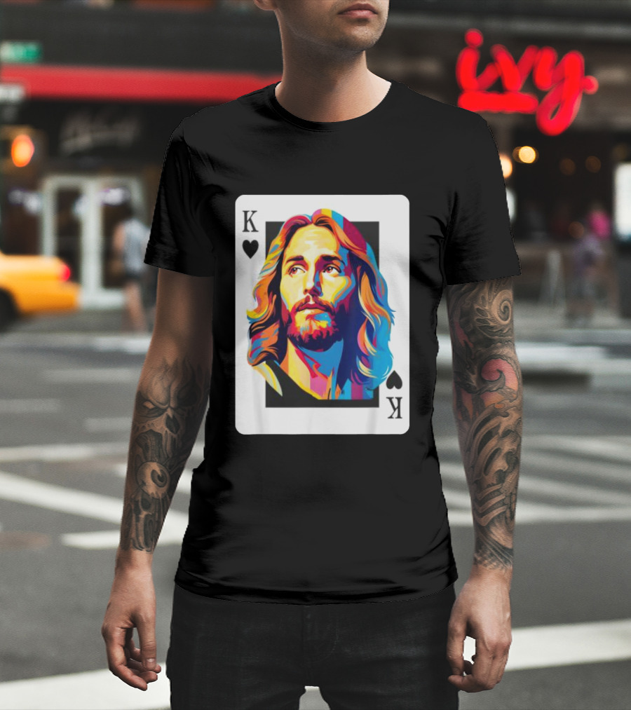 Jesus King Of Hearts Spades Christian Card T-Shirt