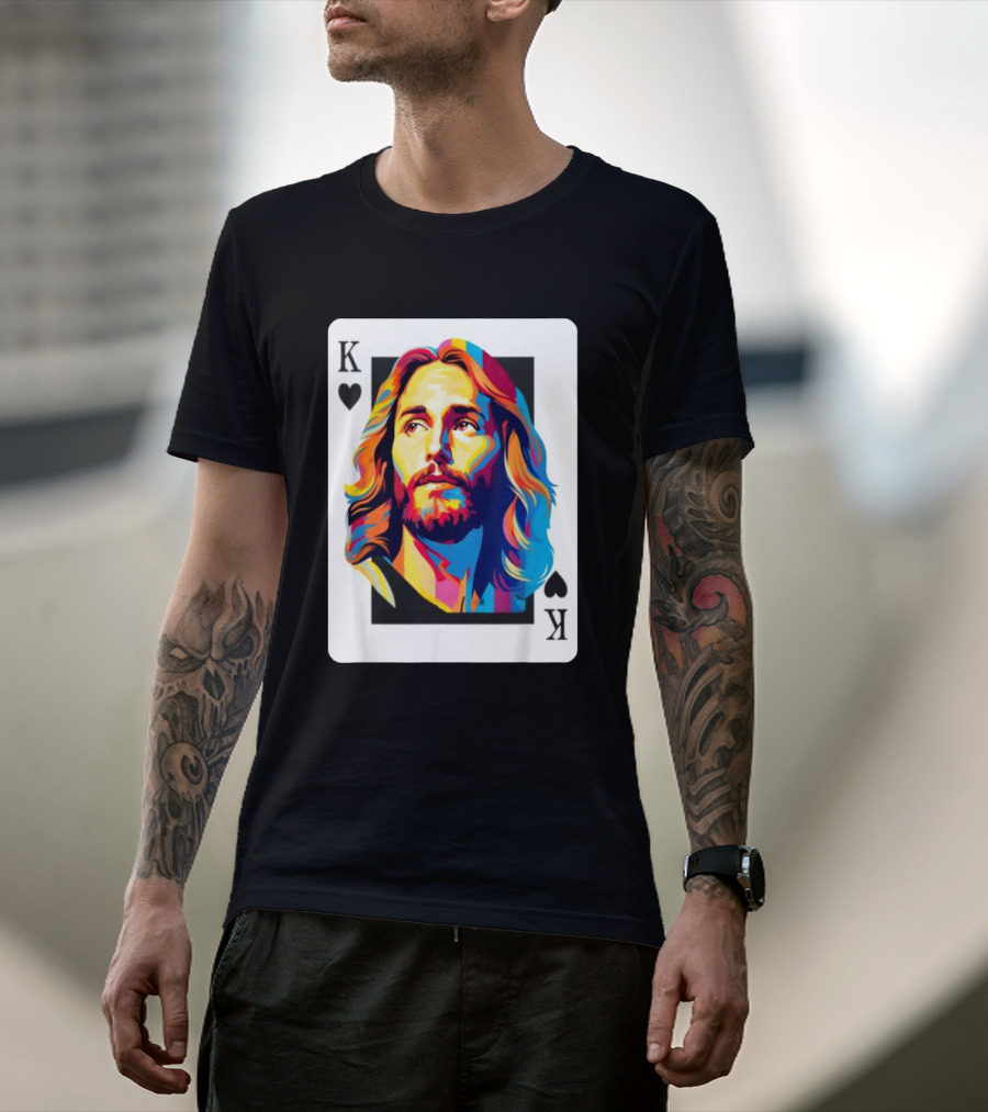 Jesus King Of Hearts Spades Christian Card T-Shirt