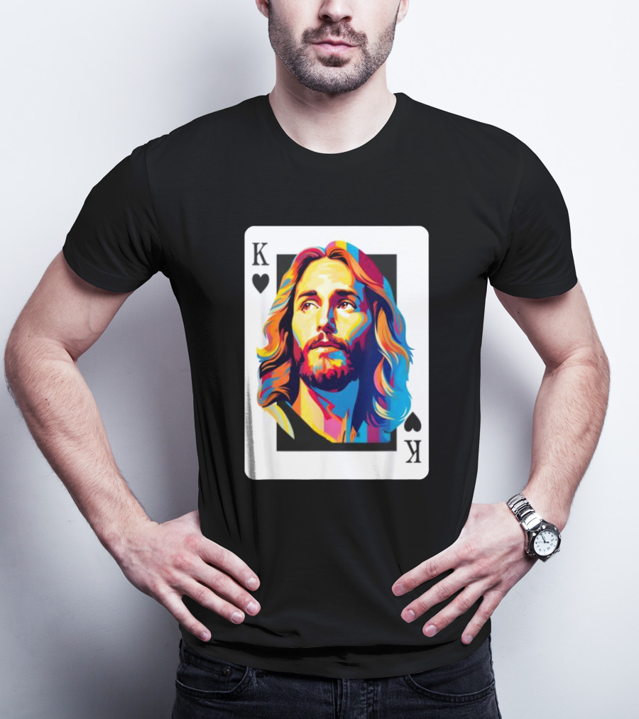 Jesus King Of Hearts Spades Christian Card T-Shirt