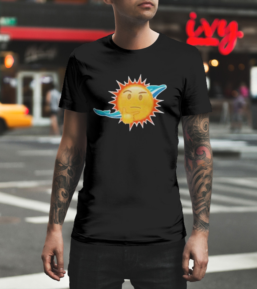 Dolphins Emoji Thinking Miami Sun Dolphins Emoji T-Shirt
