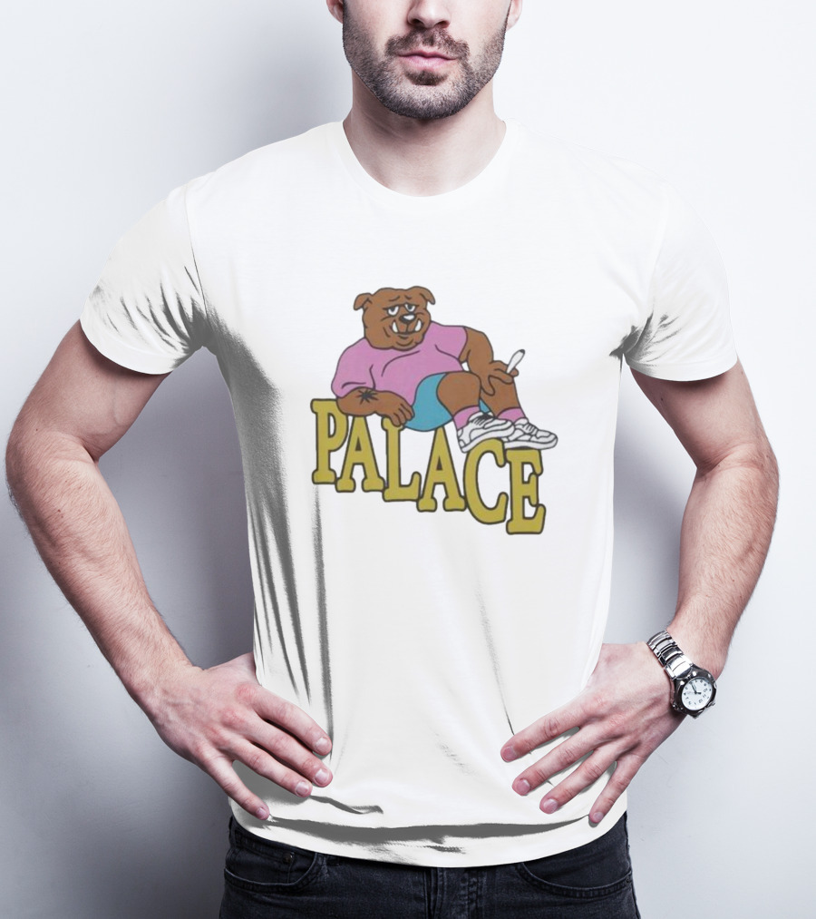 Palace Bulldog Relaxing With Cigarette Over T-Shirt