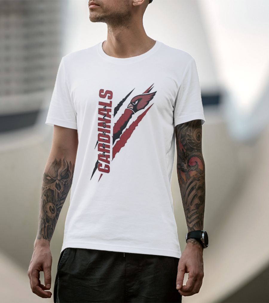 Arizona Cardinals Vertical Scratch Logo NFL Fan Gear T-Shirt