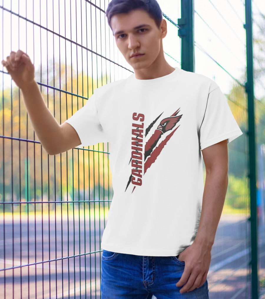 Arizona Cardinals Vertical Scratch Logo NFL Fan Gear T-Shirt
