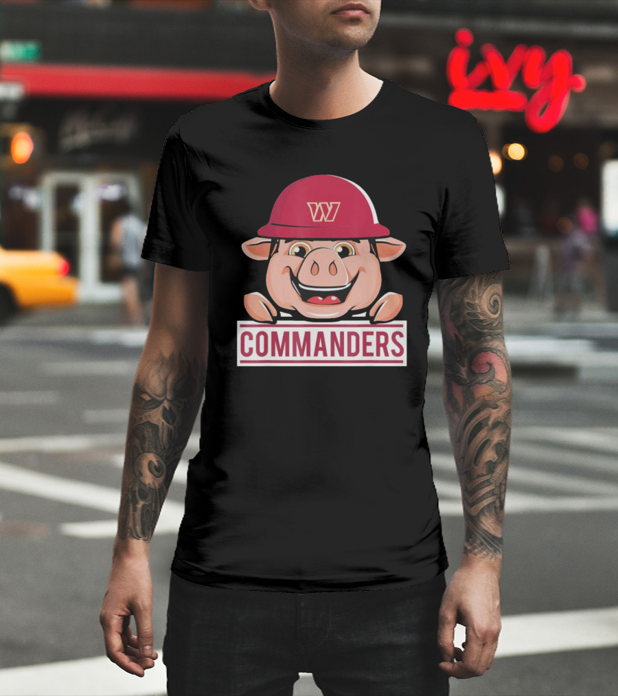Commander Pig With Hard Hat T-Shirt
