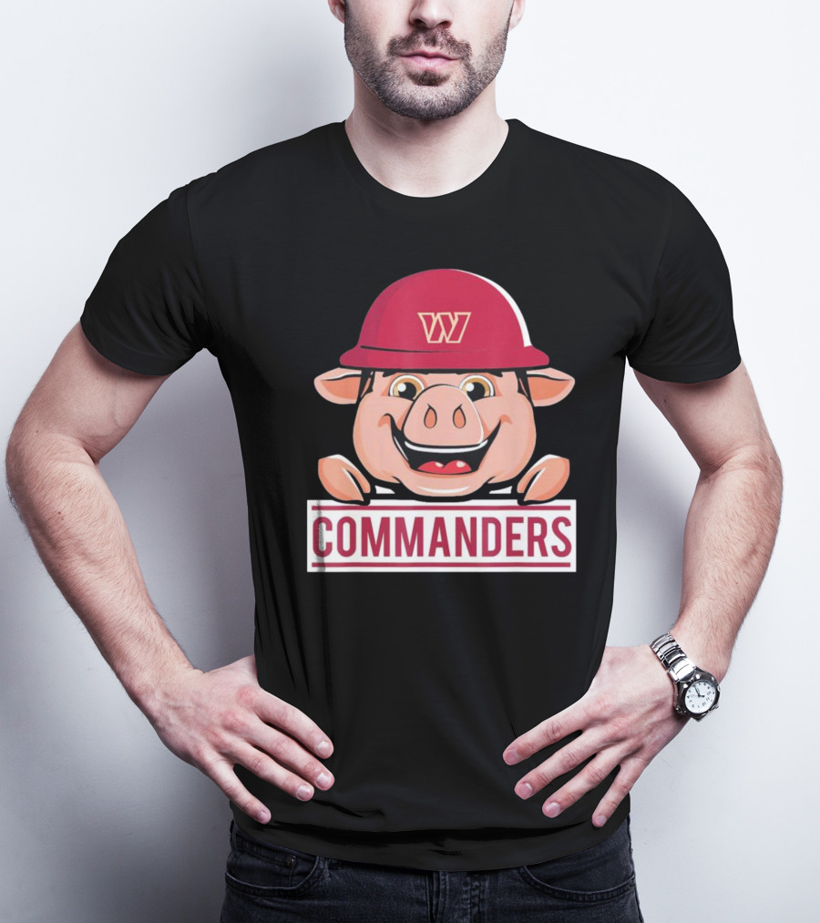 Commander Pig With Hard Hat T-Shirt