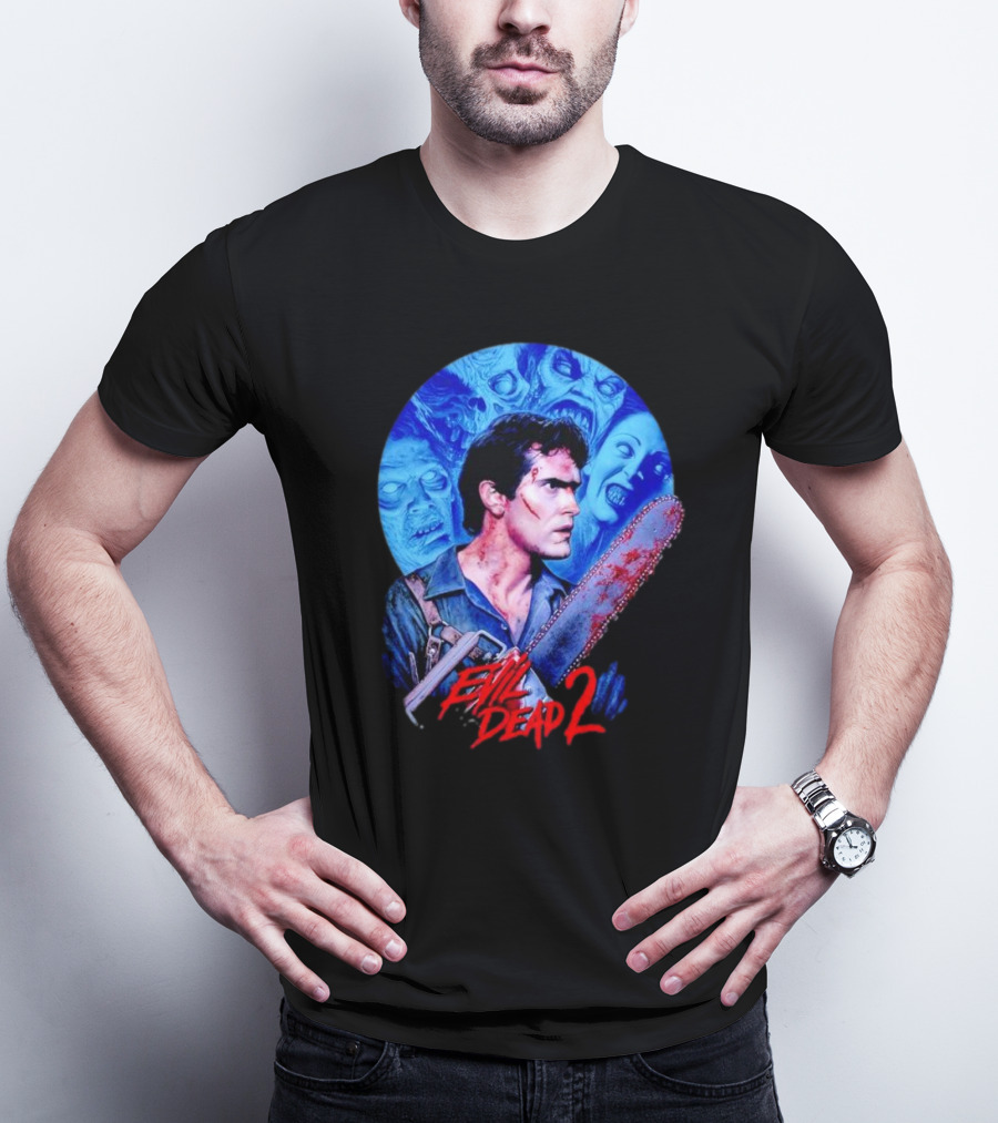 Evil Dead 2 Main Character Chainsaw Fight With Zombies T-Shirt