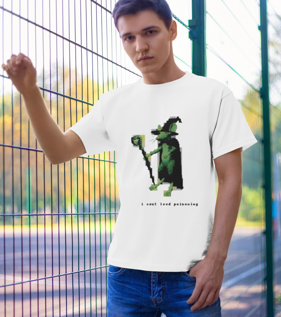 I Cast Lead Poisoning Green Pixel Art Wizard Mouse T-Shirt