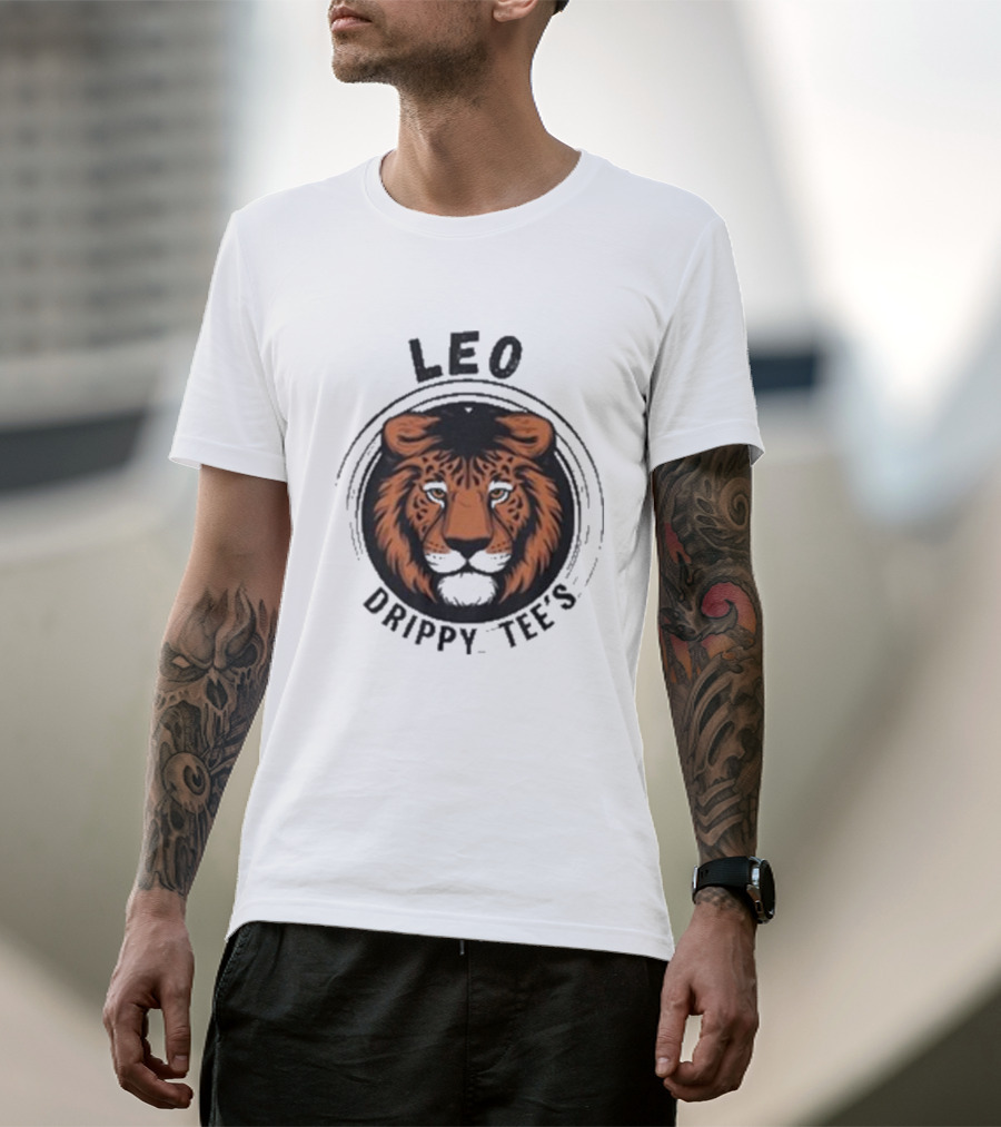 LEO Drippy Tee’s Fierce Lion Head T-Shirt