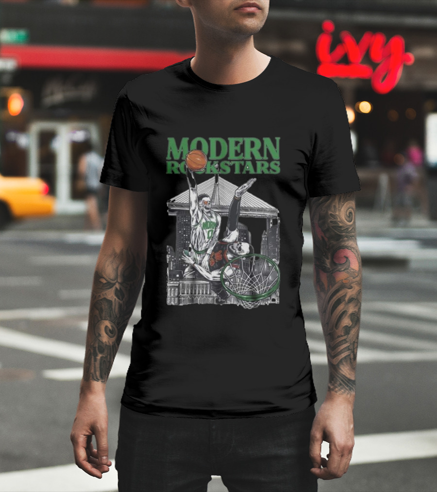 Modern Rockstars Basketball Dunk Skyline Bridge T-Shirt