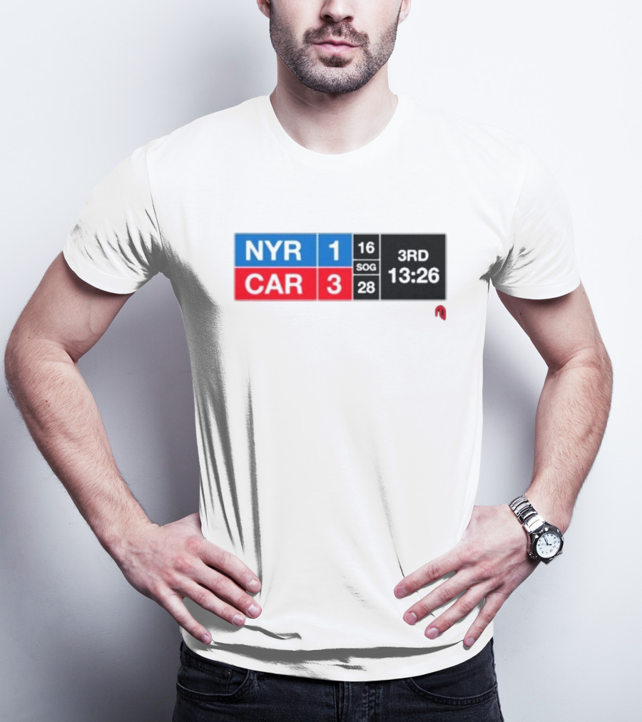 NYR 1 CAR 3 Scoreboard 3rd Period 13:26 SOG 16 28 T-Shirt