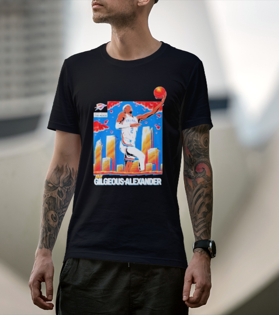 Thunder Basketball Hero Gilgeous-Alexander Skyline Dunk T-Shirt