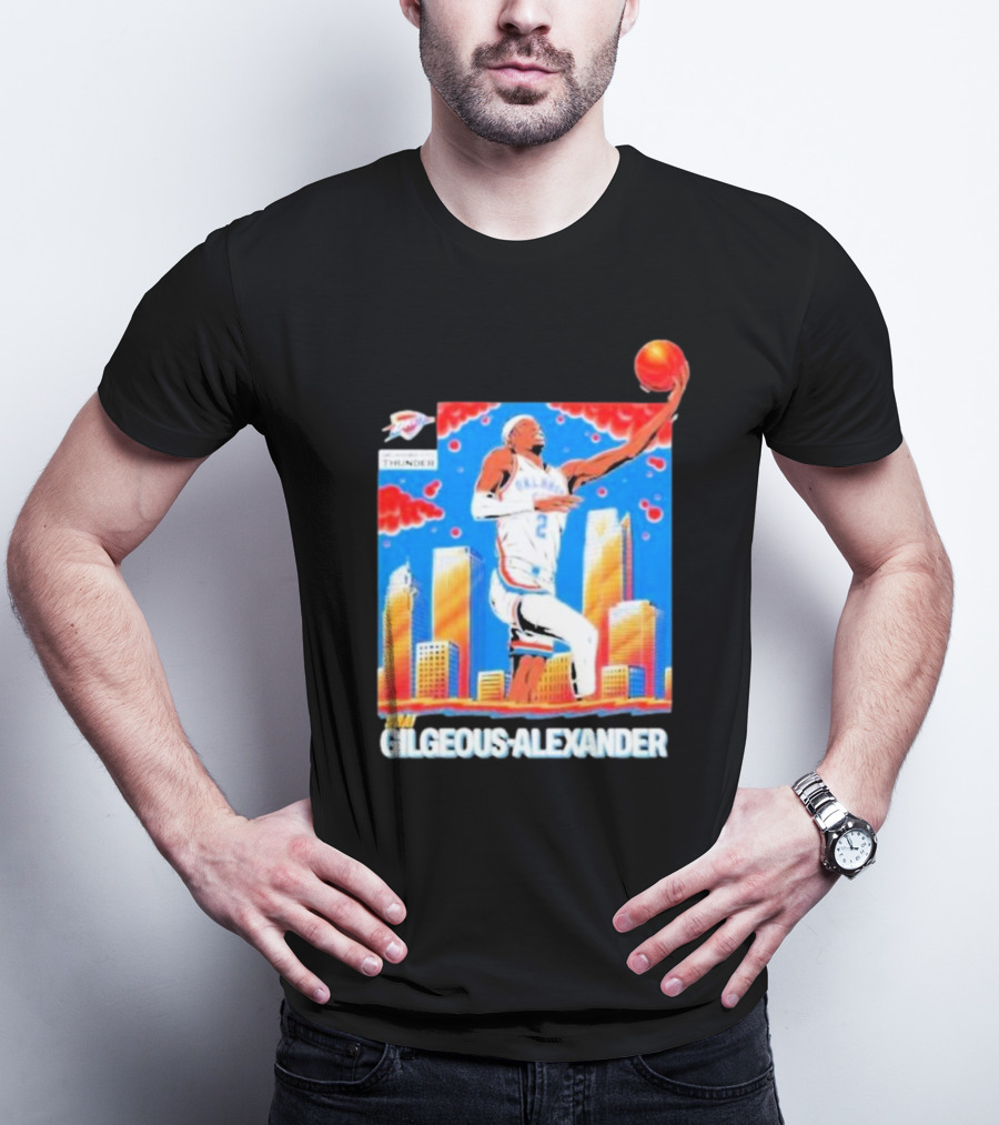 Thunder Basketball Hero Gilgeous-Alexander Skyline Dunk T-Shirt